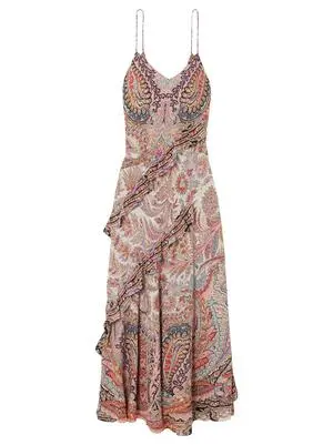 Etro Ruffled Printed Georgette Midi Dress - Pink