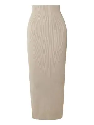 Max Mara Aprile Ribbed-knit Maxi Skirt - Neutrals