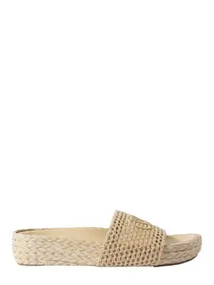 Chloé Isla Crocheted Raffia Slides Neutral