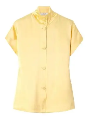 Another Tomorrow Satin Shirt - Yellow