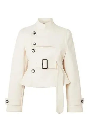Burberry Embellished Belted Canvas Jacket - Off-white