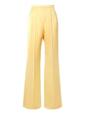 Another Tomorrow Pintucked Straight-leg Satin Pants - Yellow