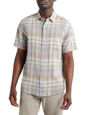 Pendleton Dawson Plaid Linen Blend Button-up Shirt - Grey Multi Plaid
