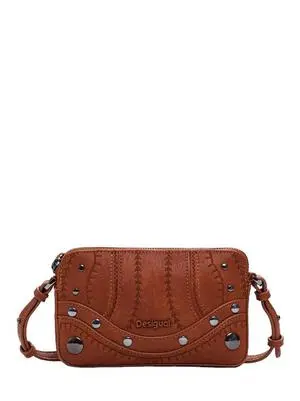 Desigual Medium Embroidered Faux Leather Wallet - Camel