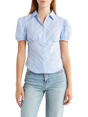 Lioness Mon Cheri Cotton Button-up Shirt - Blue Stripe