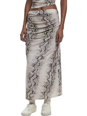 Desigual Snakeskin Print Maxi Skirt - Beige