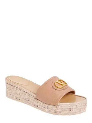 Valentino Garavani Vlogo Espadrille Wedge Slide Sandal - Rose Cannelle