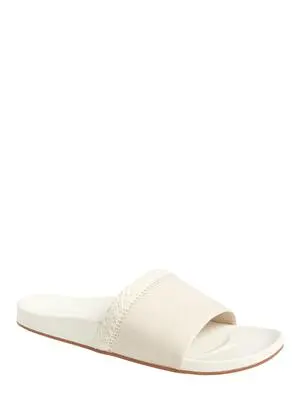 Olukai OluKai Pākea Leather Slide Sandal White Sand / White Sand