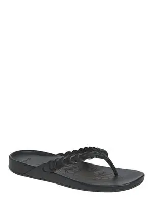 Olukai Lei Leather Flip Flop Lava Rock / Lava Rock