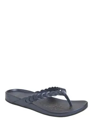 Olukai Lei Leather Flip Flop Mood Indigo / Mood Indigo