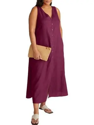 Universal Standard Universal Standard Islet Linen Blend Maxi Dress Acai