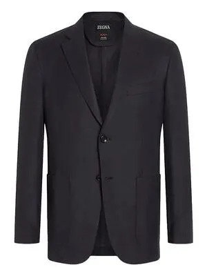Zegna Oasi Lino Regular Fit Linen Blazer - Navy Blue