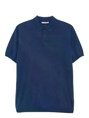 KANGRA Fine-knit Polo Shirt - Blue