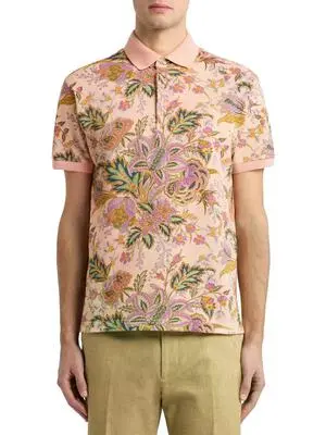 Etro Printed Cotton Polo Shirt - Pink
