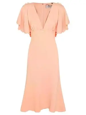 Elisabetta Franchi Scalloped-sleeve Midi Dress - Orange