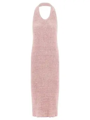 FERRAGAMO Sleeveless Linen Knit Midi Dress - Pink
