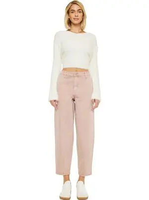 KANCAN High-rise Slim Barrel Jeans - Dusty Pink