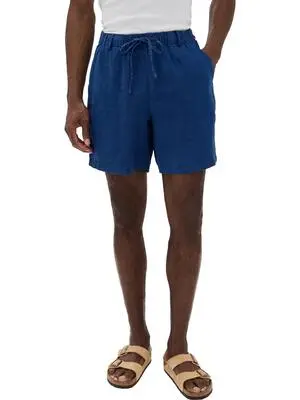 BATHER Linen Leisure Shorts 6.25 - Navy
