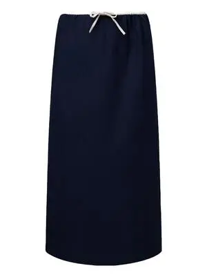 Onia Air Linen Midi Skirt - Deep Navy/white