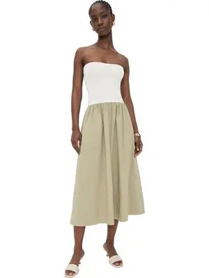 PISTOLA Mavo Strapless Midi Dress - White Khaki