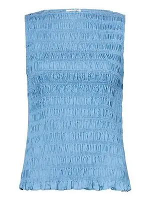 AMY LYNN Shirred Sleeveless Chambray Top - Blue