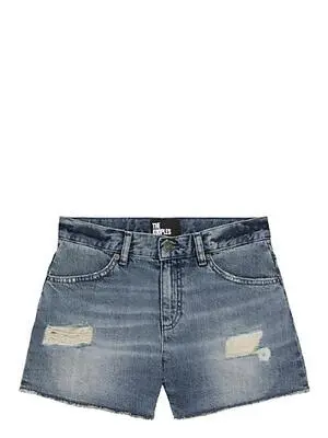 The Kooples Wash-effect Denim Shorts - Baby Blue