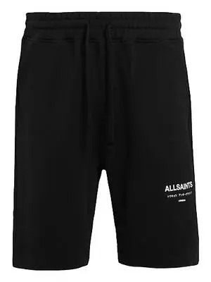 ALLSAINTS Branded-print Cotton-jersey Shorts - Jet Black