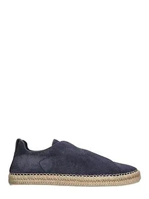 Zegna Triple Stitch Suede Espadrilles - Blue