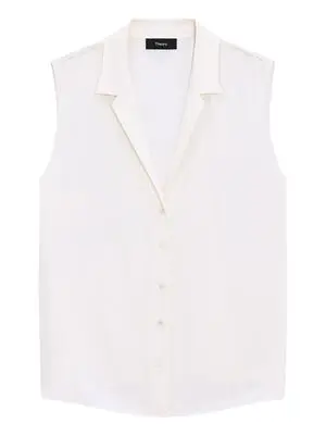 THEORY Sleeveless Silk Camp Blouse