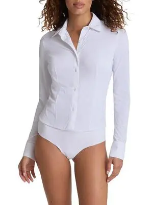 Commando Ribbed Button-up Bodysuit - White