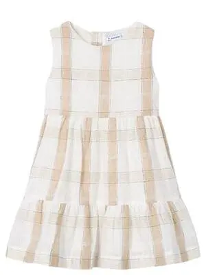 MAYORAL Plaid Linen Dress - Beige