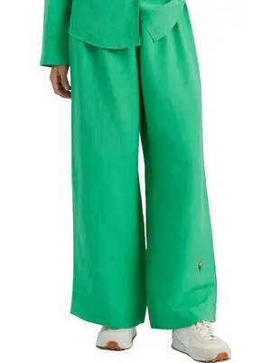 Chinti & Parker Linen-cotton Trousers With Embroidery - Green