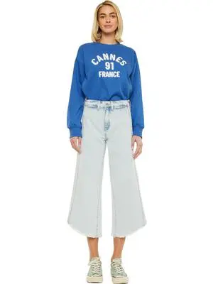 KANCAN Arnie High Rise Crop Gaucho Pants - Light Wash