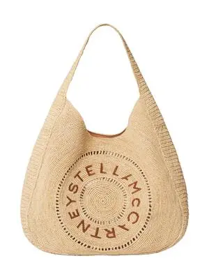 Stella McCartney Logo Raffia Slouchy Large Tote Bag - Natural