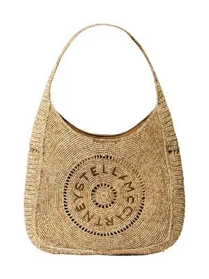 Stella McCartney Logo Crochet Raffia Hobo Bag - Neutrals