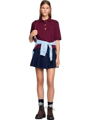 Sandro Polo Shirt With Decorative Buttons - Bordeaux