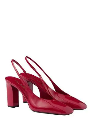 Prada Patent Leather Slingback Pumps - Cherry Red
