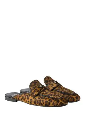 Prada Leopard-print Leather Mules - Honey