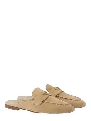 Prada Suede Slippers - Ecru