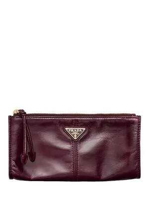 Prada Leather Pouch - Burgundy