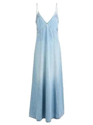 Chloé Maxi Dress In Cotton, Linen, And Polyester - Blue