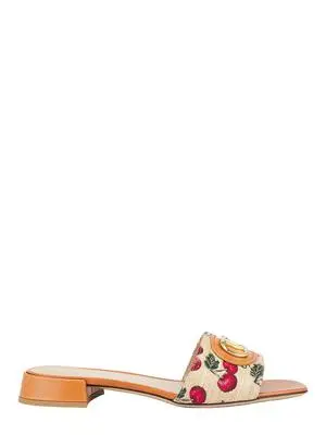 Valentino Garavani Vlogo Signature Slide - Naturale & Rosso
