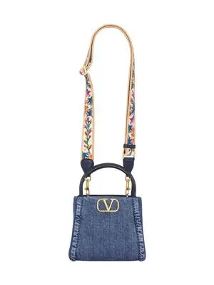 Valentino Garavani Alltime Small Double Handle Bag - Dark Denim  Multicolor  & Worker