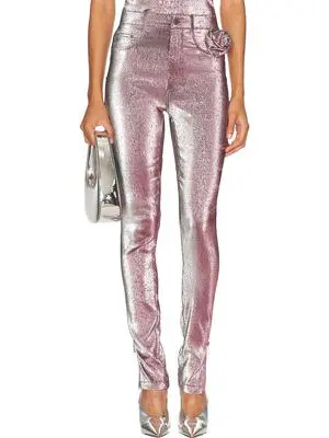 AREA Area Stretch Lame Rosette Legging In Pink
