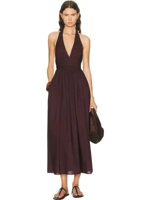 Matteau Plunge Halter Dress - Aubergine