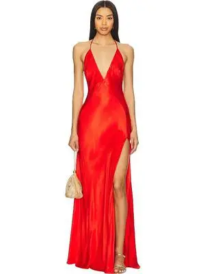 Bardot Yve Halter Dress - Fire Red