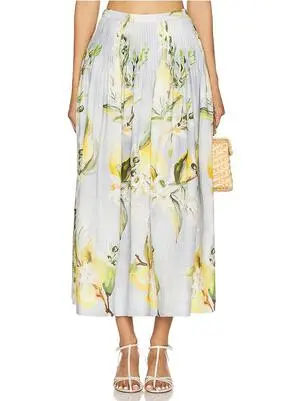 NICHOLAS Amabelle Pintuck Midi Skirt - Anisa Sky Lemon