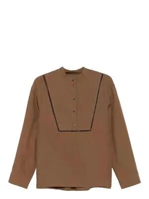 YVES SALOMON Poplin Blouse - Brown