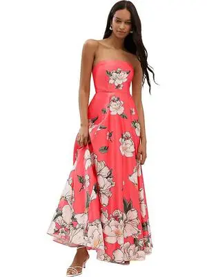 Bhldn Savannah Printed A-line Maxi Dress - Pink Floral Combo