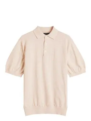BEAMS Boucle Knit Polo - Beige